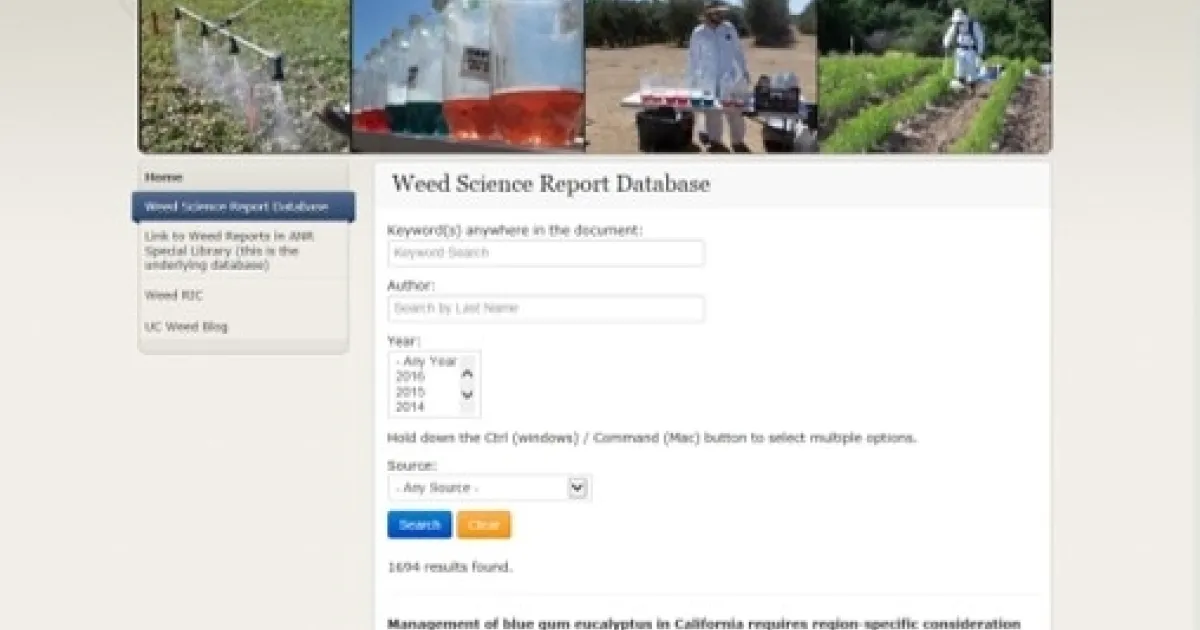 UC Weed Report Database Project | UC Agriculture and Natural Resources