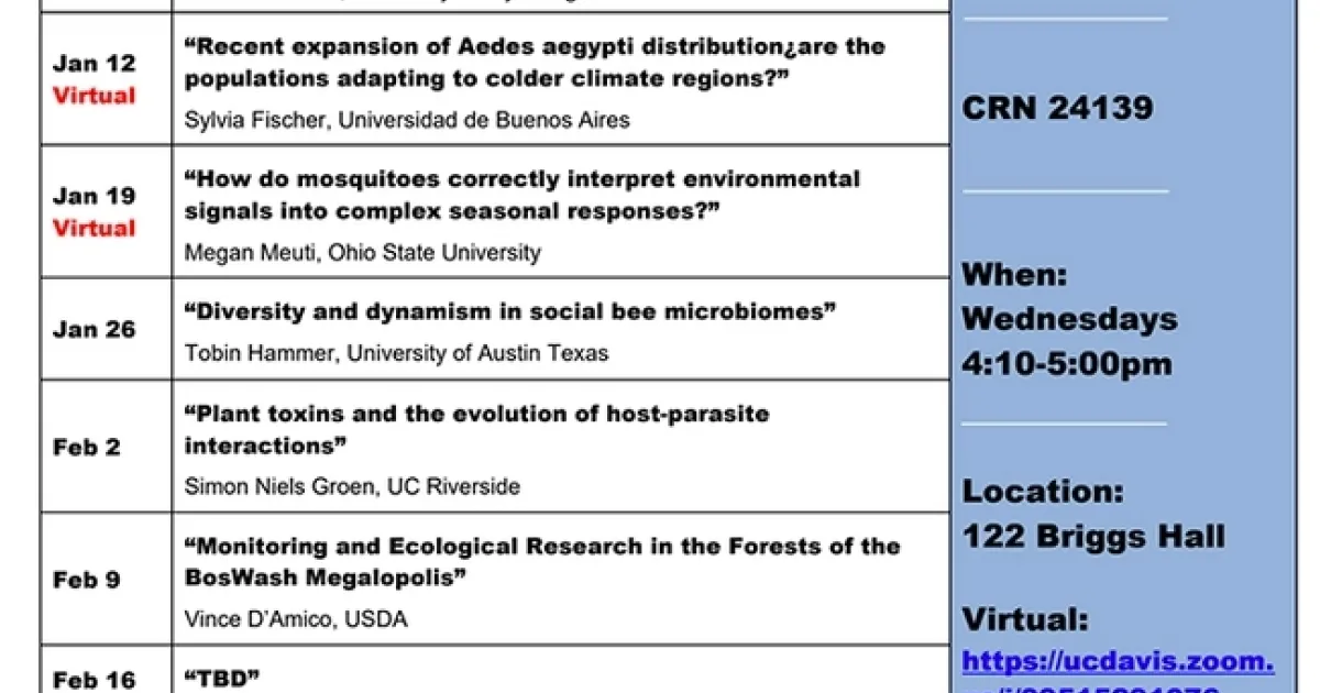 Jan. 26 Seminar Cancelled | Entomology & Nematology News