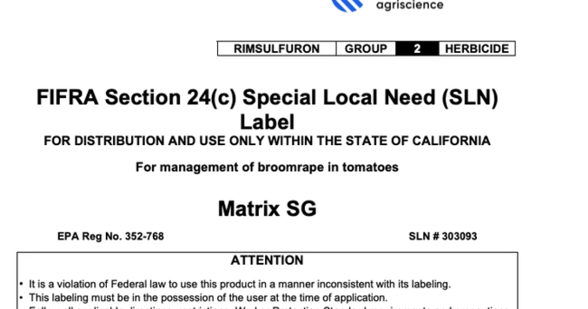 Rimsulfuron: new 24c label for branched broomrape control | UC ...